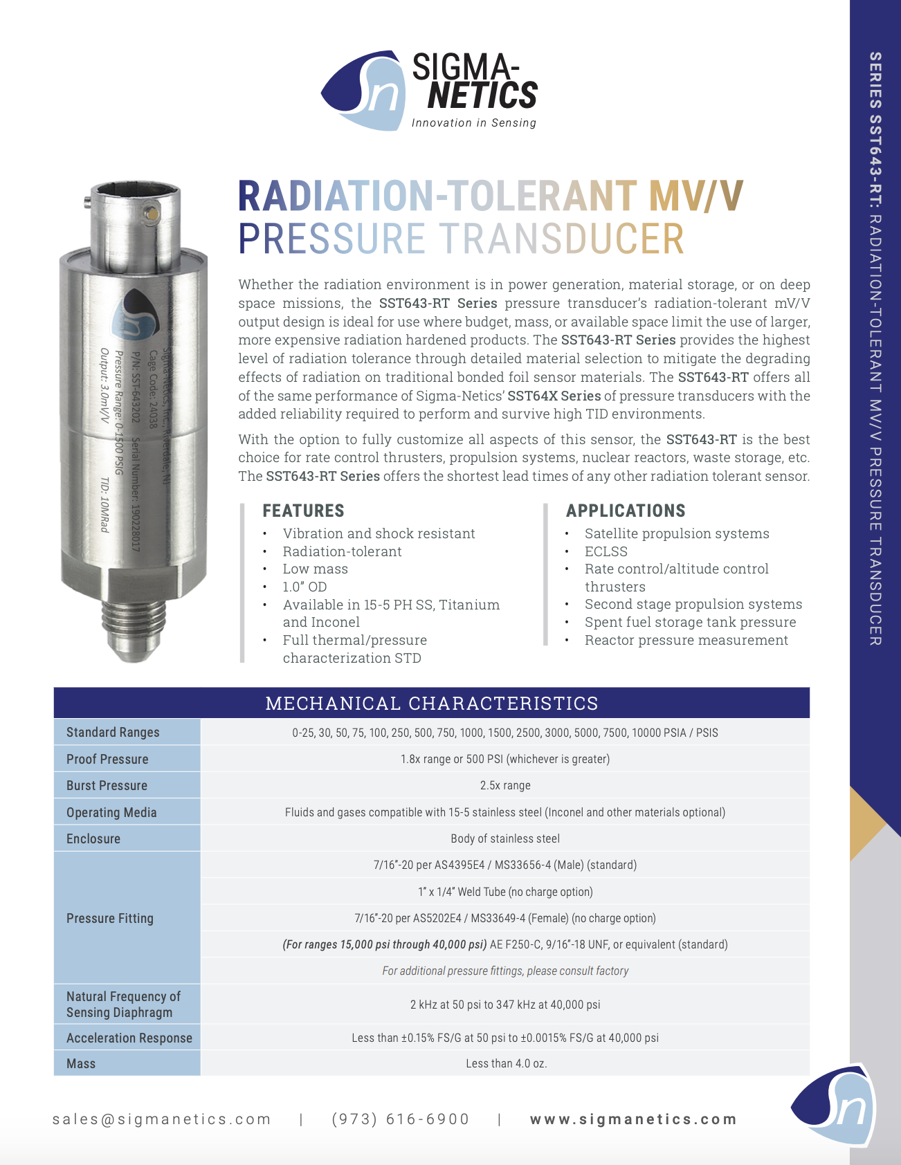 Transducer Data Sheets